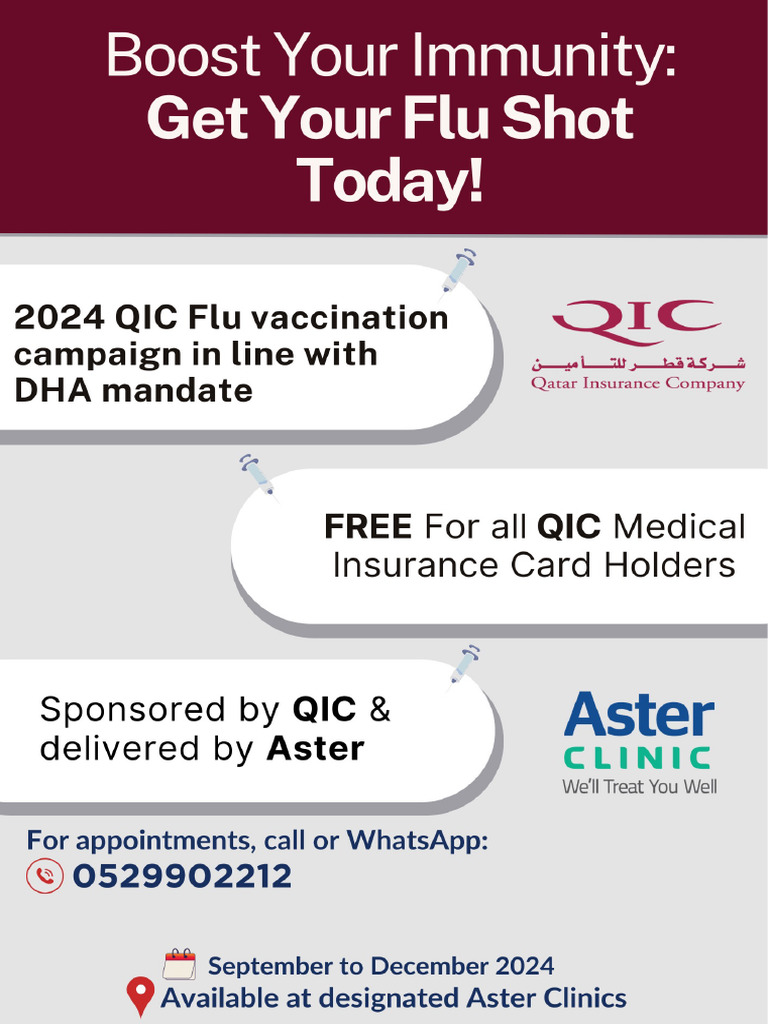 Qic Flu Shot Flyer & Aster Clinic List | PDF