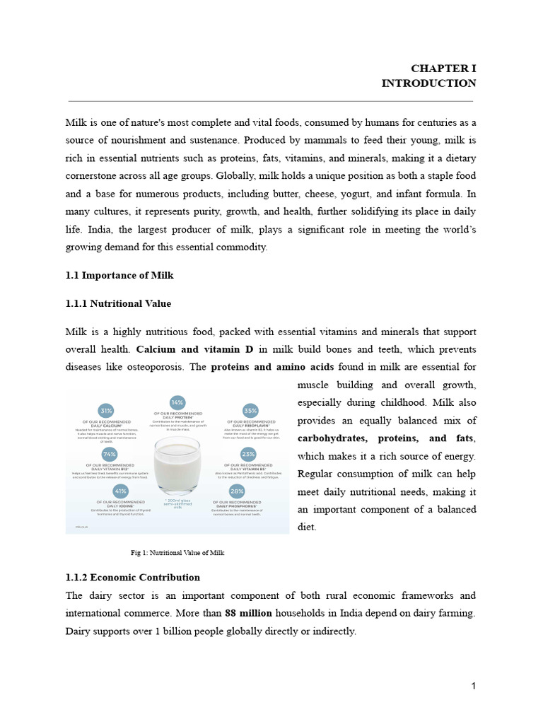 BTP Project Report | PDF | Milk | Nutrition