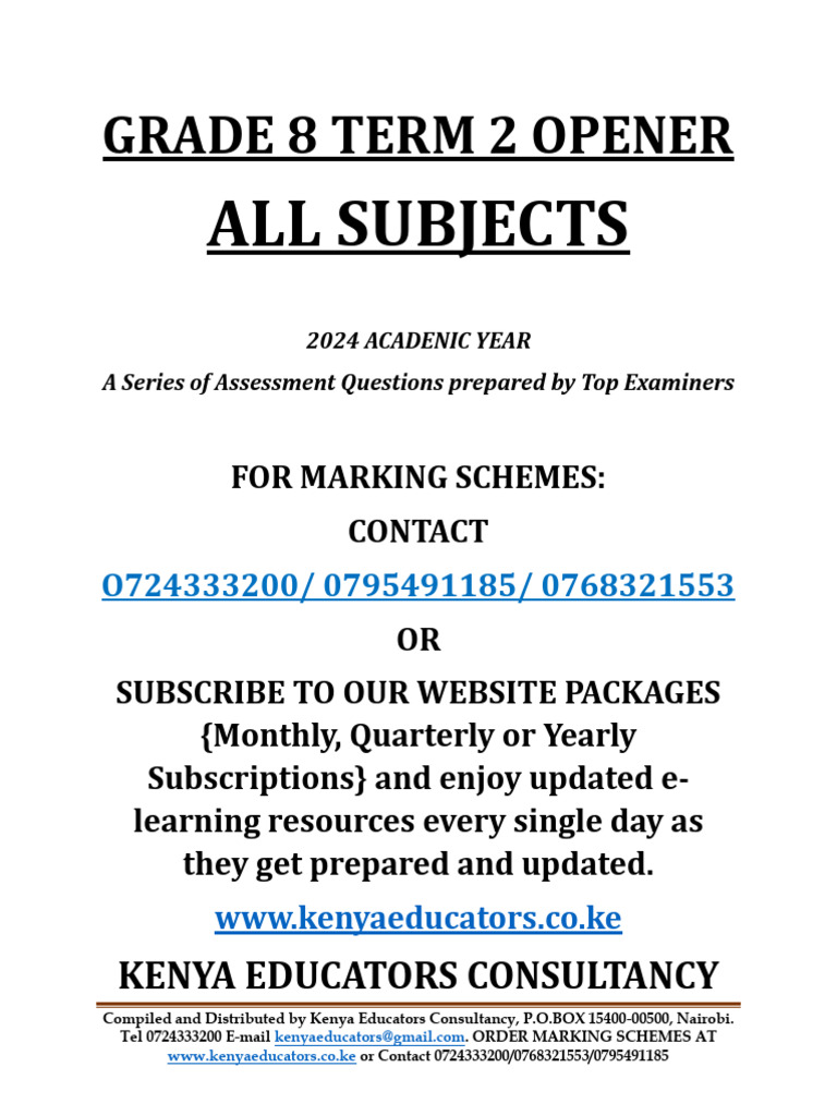 g8 Jss Term 2 Opener Exams 2024 | PDF