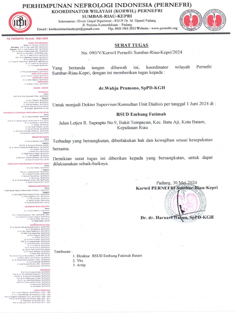 S. Tugas SPV dr. Wahju Pramono, SpPD-KGH di RSUD Embung Fatimah | PDF