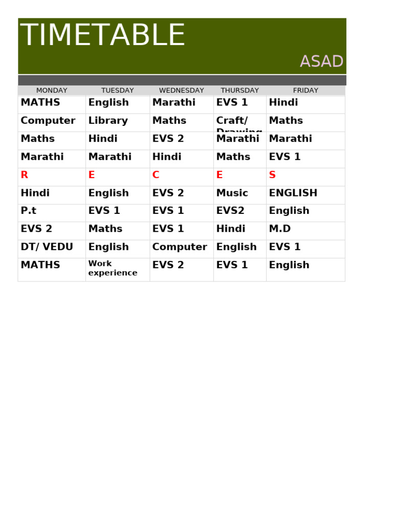 Time Table Asad | PDF