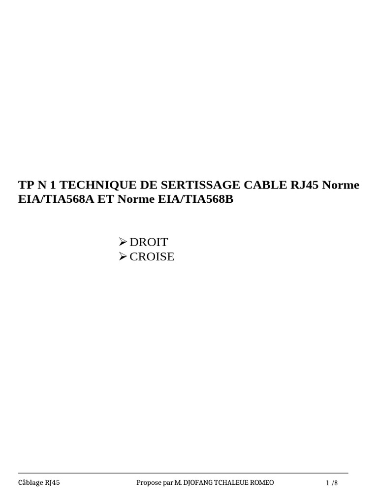 Guide de câblage RJ45 EIA/TIA | PDF