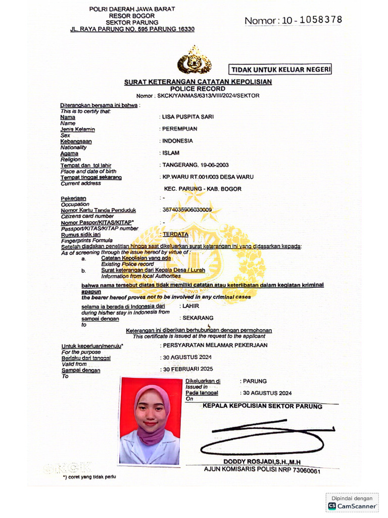 SKCK - Lisa Puspita Sari | PDF