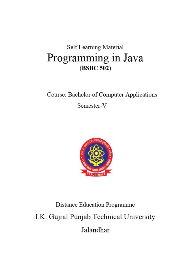 Programming in Java: Self Learning Material | PDF | Java (Programming Language) | Java Virtual ...