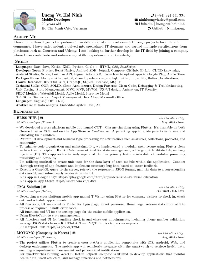 Aspiring Mobile Developer Profile | PDF | Mobile App | Smartphone