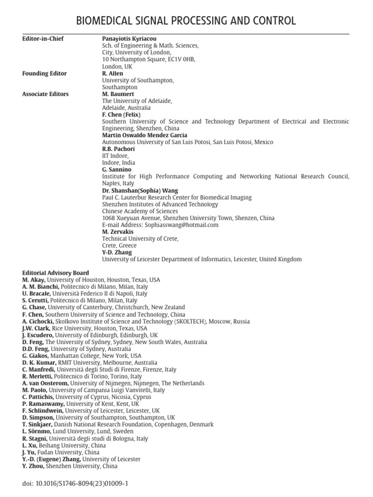 Editorial Board - 2024 - Biomedical Signal Processing and Control | PDF