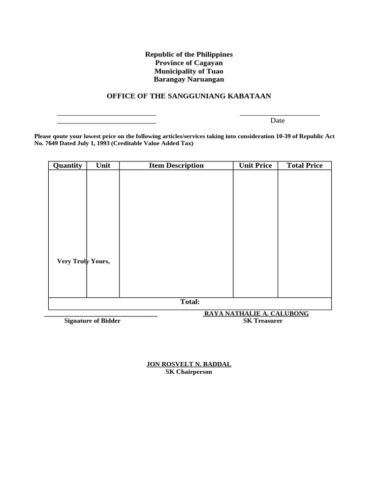 Canvassing Form | PDF