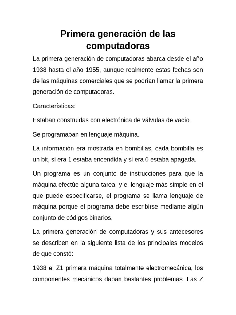 Primera Generación de Computadoras | PDF | Circuito integrado ...