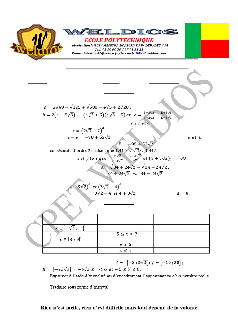 Devoir Troisieme Sti 2025 | PDF | Arithmétique | Nombre