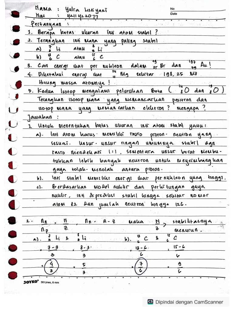 Yulia Listiyani (4211422077) - Latihan Fisika Inti | PDF