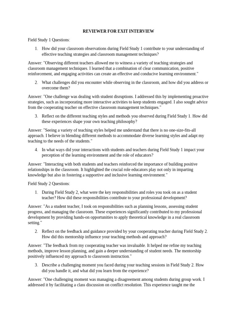 Reviewer For Exit Interview | PDF | Educational Assessment | Teachers