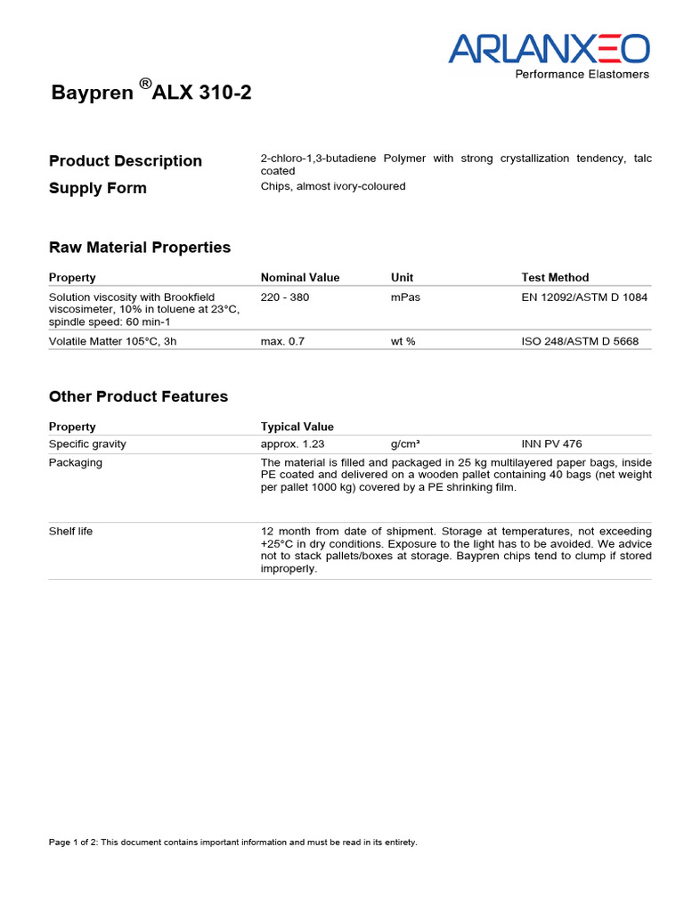 Baypren ALX 310-2 2 | PDF