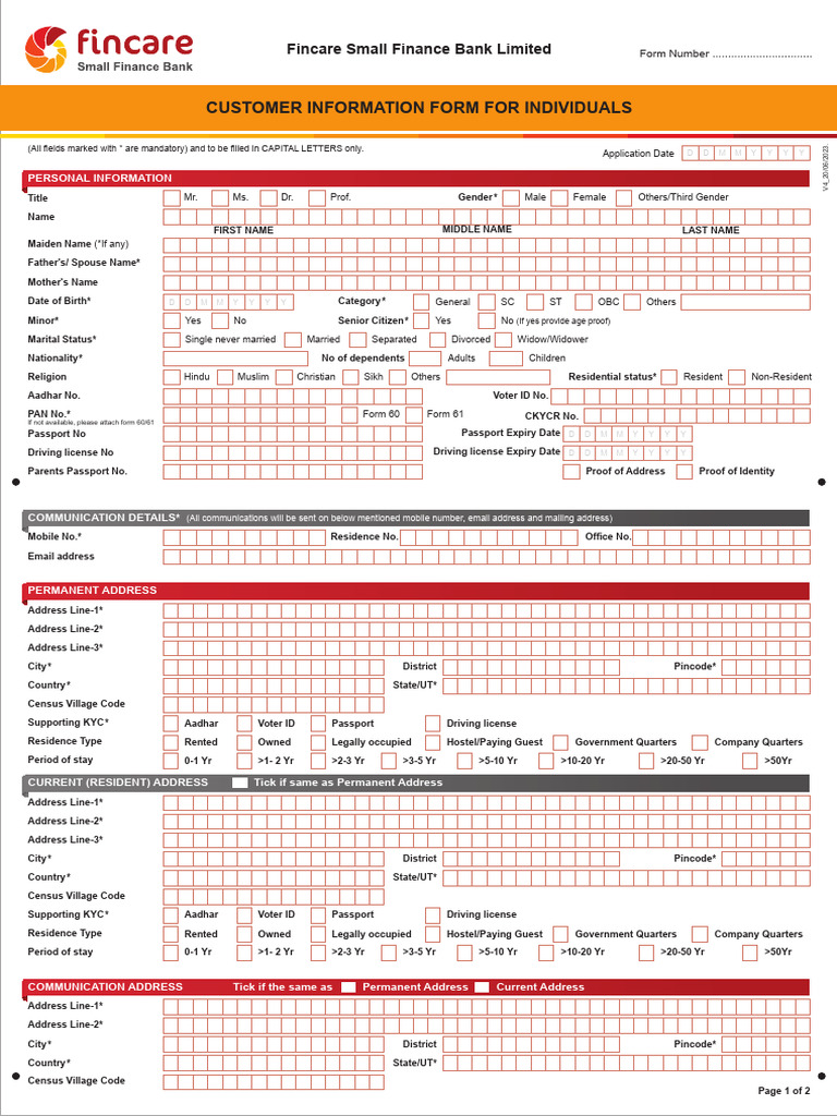 CIF Forms Individuals V4 - 20062023 | PDF | Identity Document | Government And Personhood