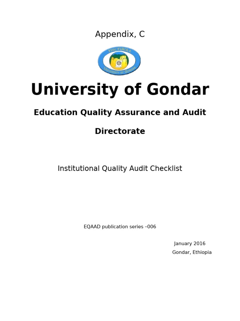 Gonder University quality odit tools | PDF | Governance | Goal