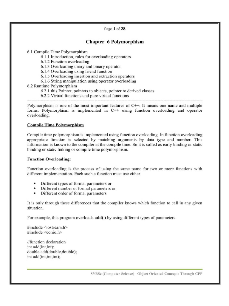 Chapter 6 polymorphism | PDF