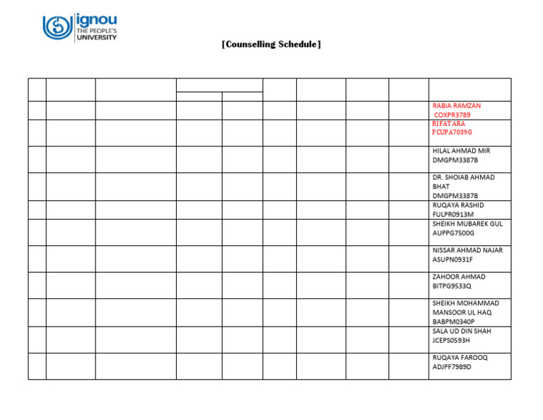 IGNOU January 2024 Counselling Schedule | PDF