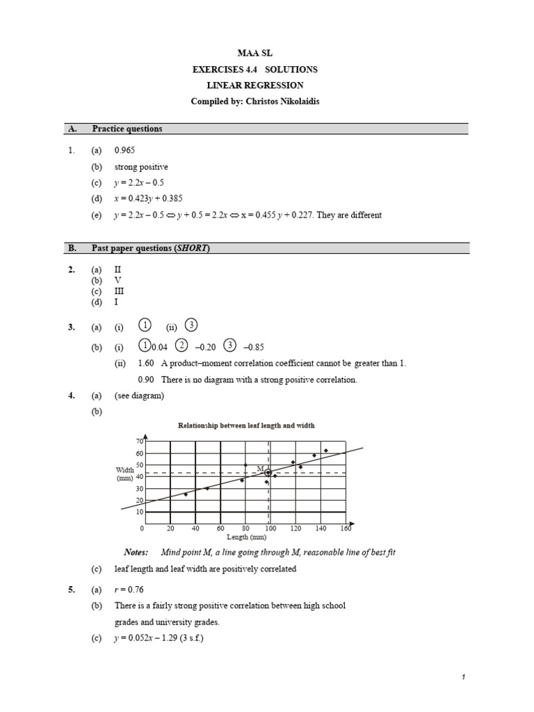MAA SL 4.4 LINEAR REGRESSION_solutions | PDF | Statistical Analysis ... MAA SL 4.4 LINEAR REGRESSION_solutions | PDF | Statistical Analysis ...