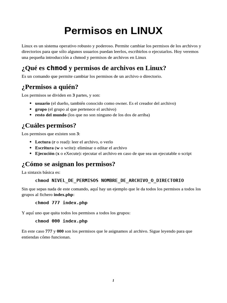 NombreApellidos - Tarea2 - mf0952 - Tema1 Permisos Linux | PDF | Archivo de computadora | Poco