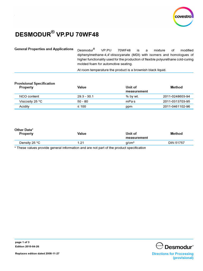 Desmodur_70WF48 | PDF | Medical Device | Crystallization
