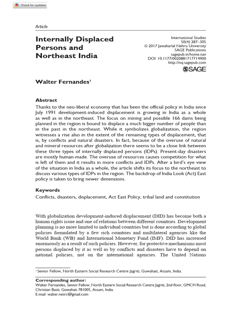 Internally Displaced Persons and Northea | PDF | Refugee | Internally ...