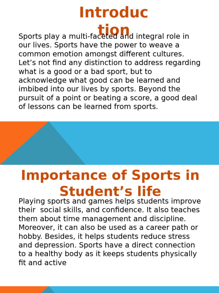 TOPIC - ROLE OF SPORTS IN OUR LIFE Krishna Kumar Patel | PDF | Disciplines | Goal