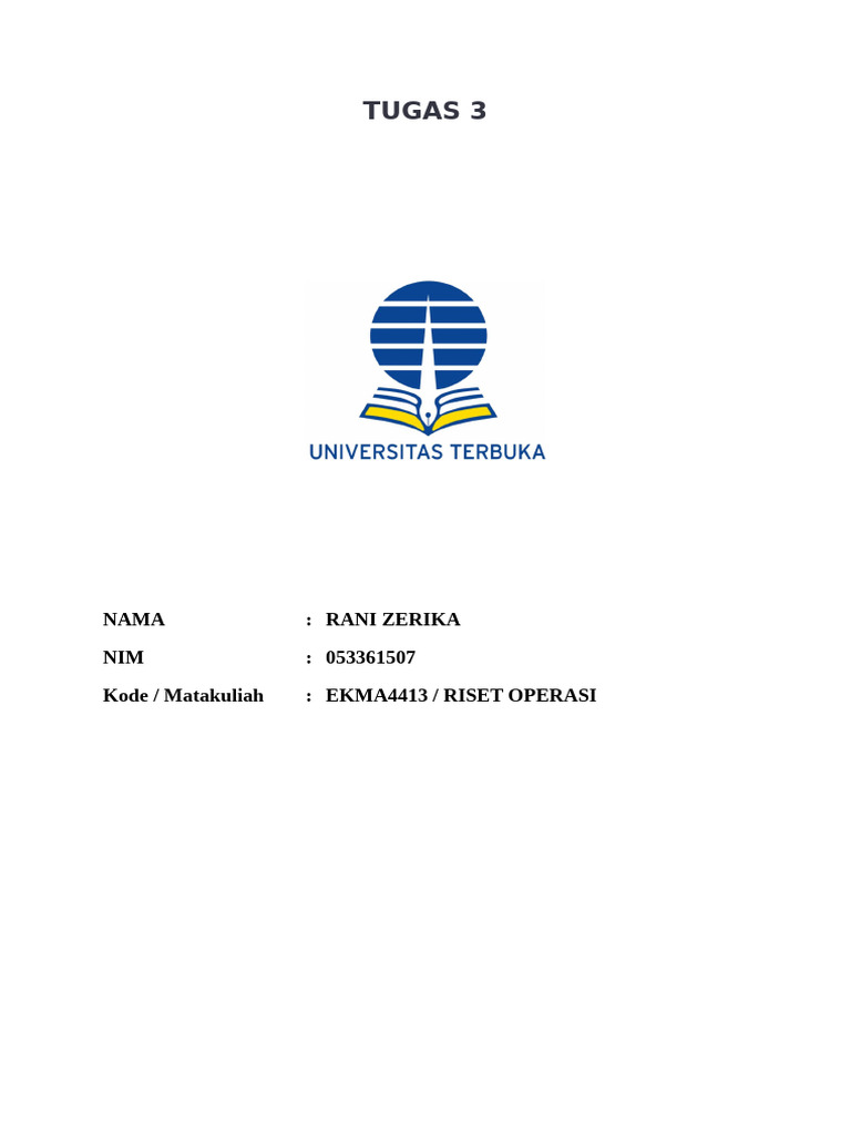 Tugas 3 Rani Zerika 053361507 | PDF