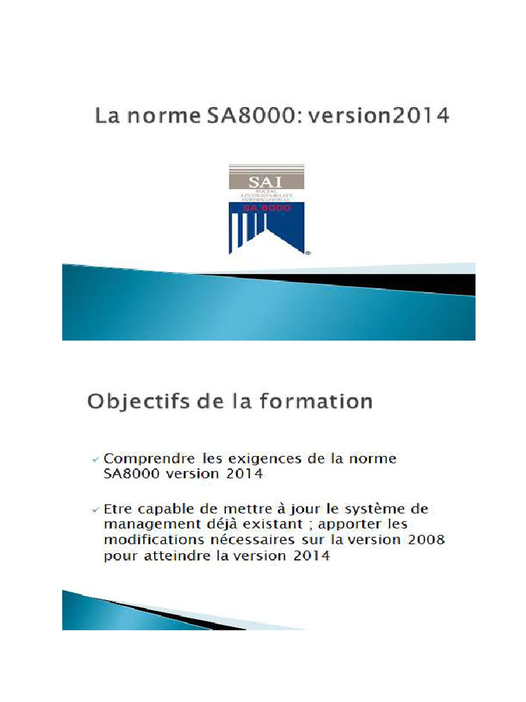 Support de Cours - SA 8000 Version 2014 | PDF