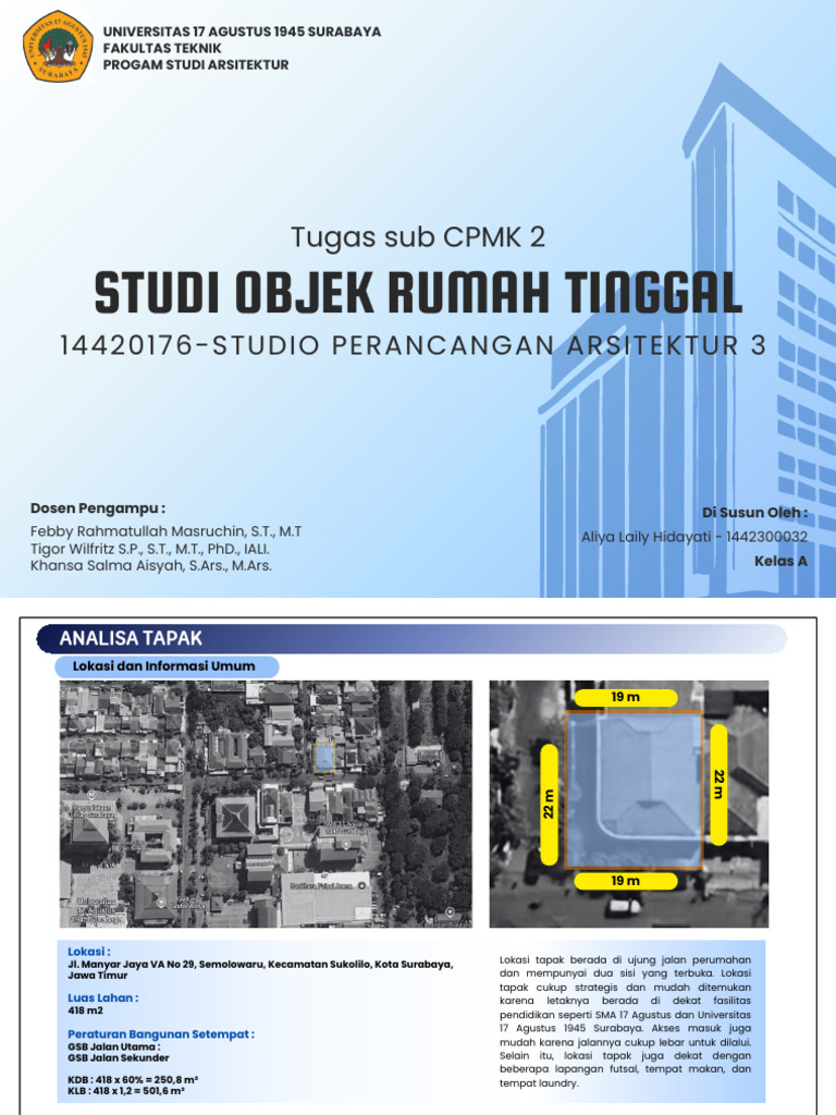 Tugas Sub CPMK 2_Studio Perancangan Arsitektur 3_1442300032_Aliya Laily Hidayati_Kls A | PDF