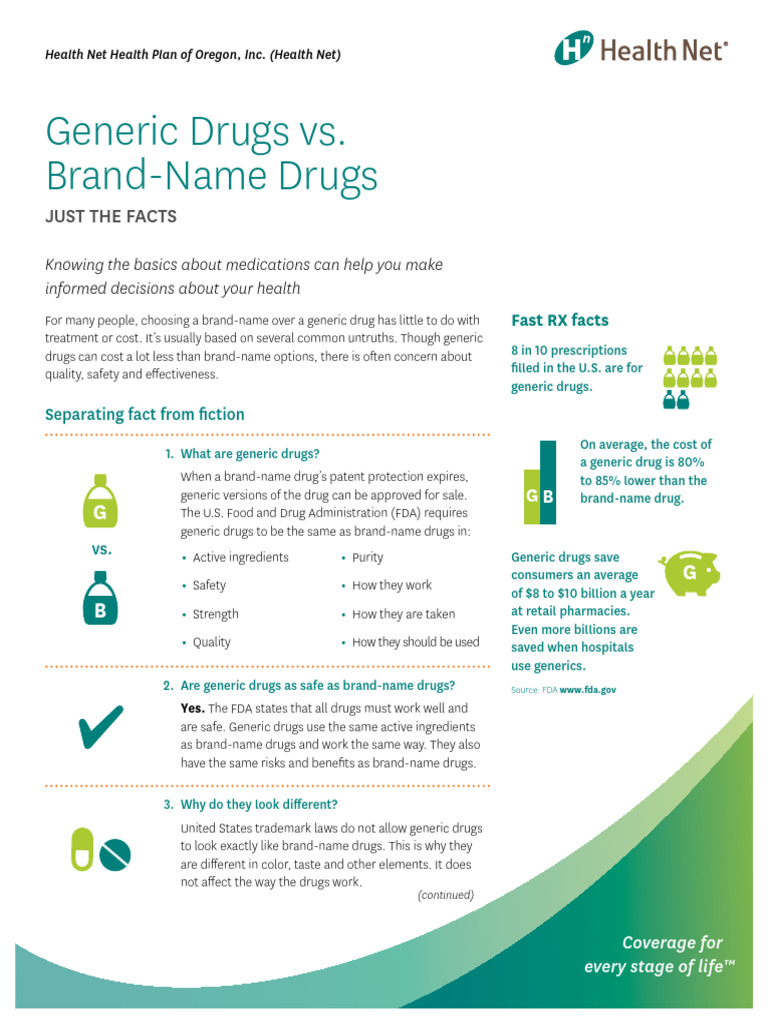 Or Generic Vs Brand Name | PDF | Generic Drug | Food And Drug ...