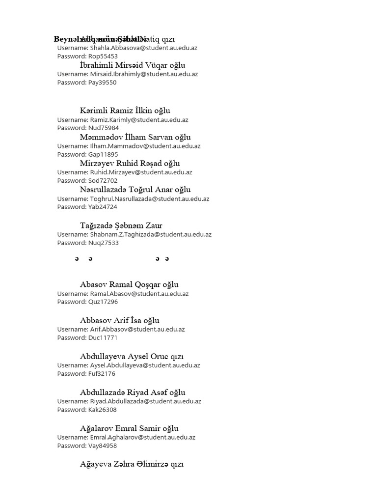 HFF 2022 2023 Talabalar Email Parol 2 | PDF