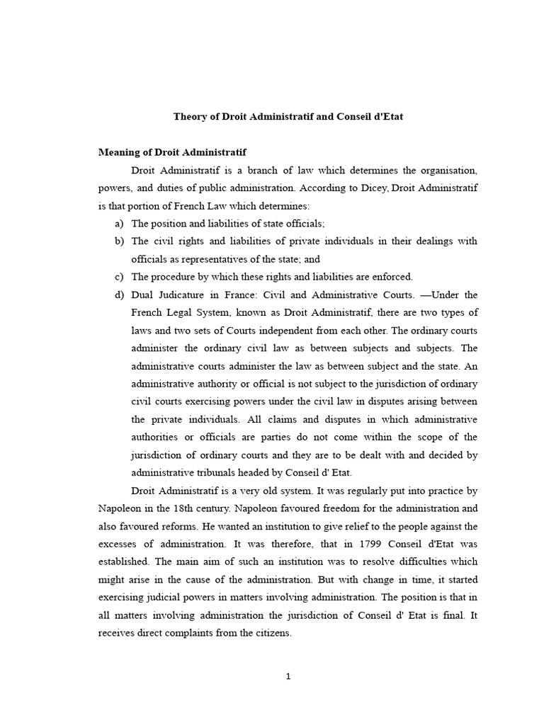 Module 2 Theory of Droit Administratif and Conseil d'Etat.docx - Google Docs | PDF | Common Law ...