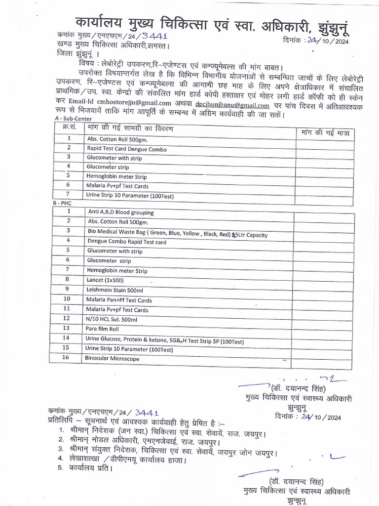 Block Demand - Lab Reagents Letter | PDF