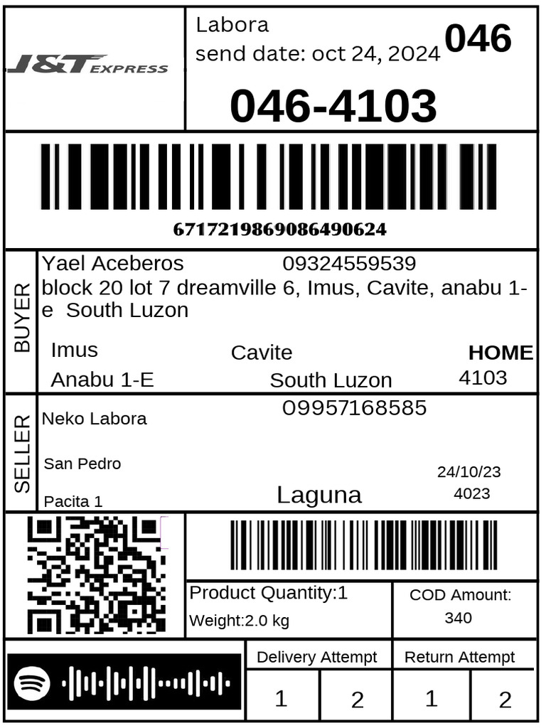 Air Waybill J T Express 1 1 1 1 PDF | PDF