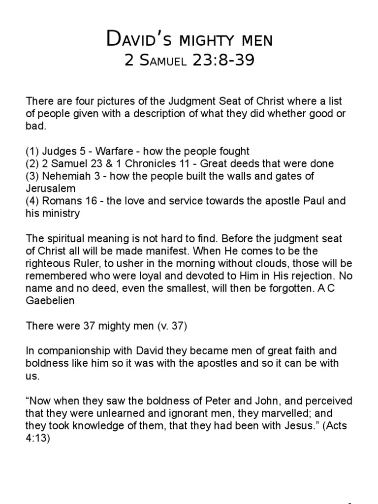 David's Mighty Men - 2 Samuel 23 | PDF | Samson | Religious Texts