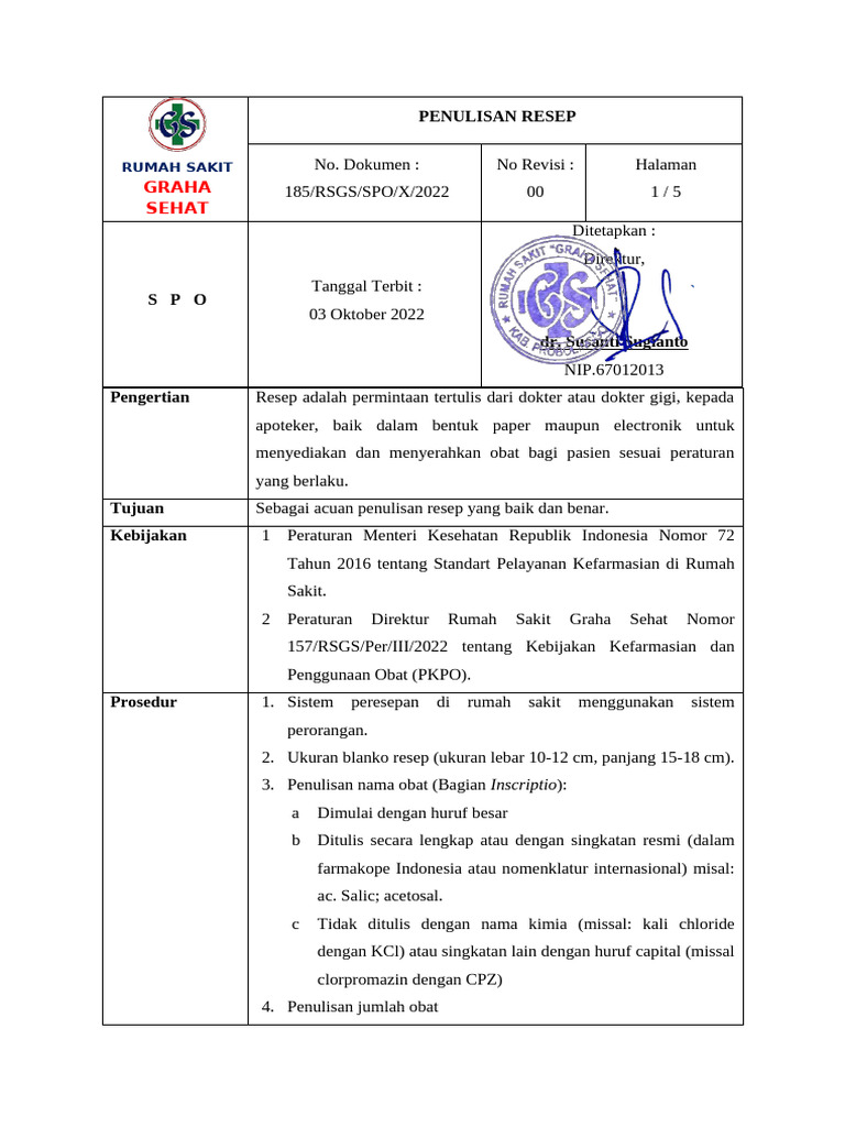 Spo Penulisan Resep | PDF