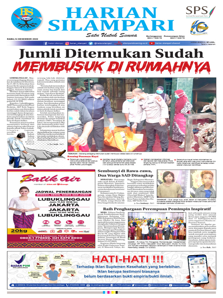 Koran Harian Silampari Edisi Rabu 14 DESEMBER 2022. | PDF