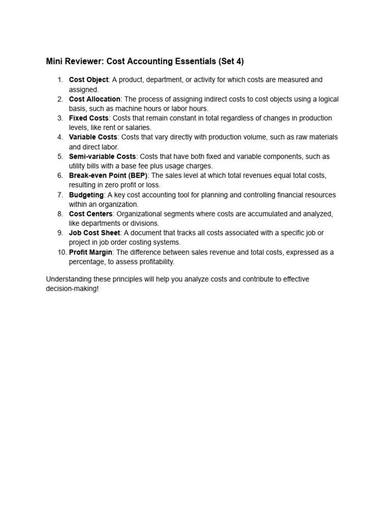 Cost Accounting Lesson No. 4 | PDF