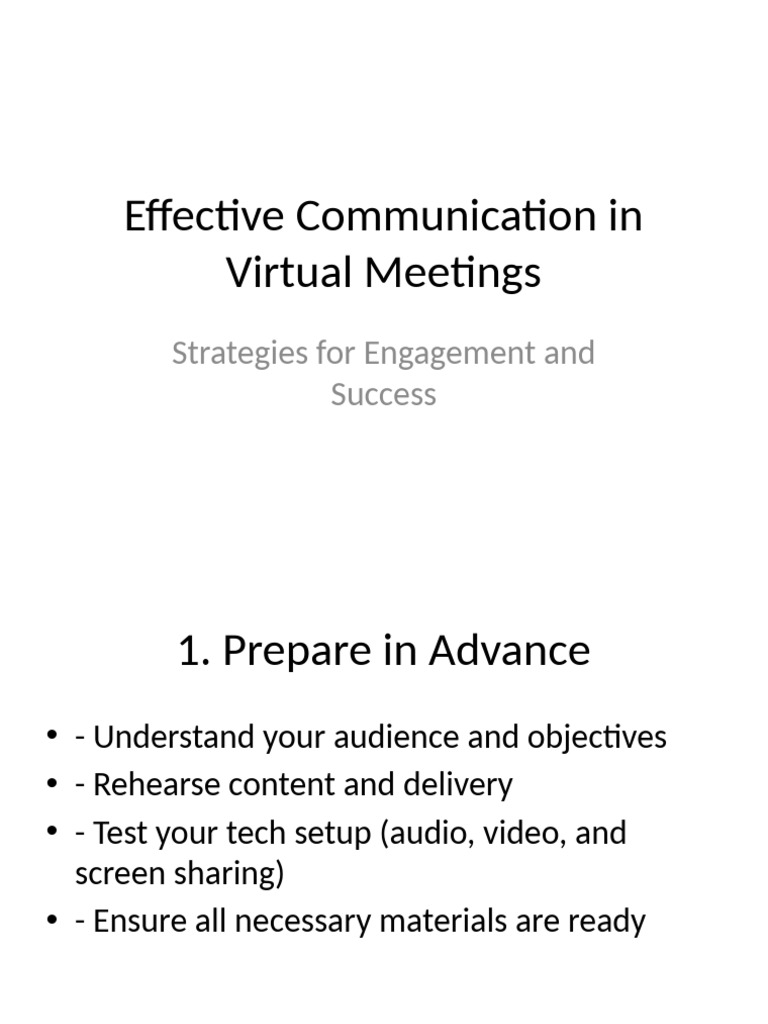 Effective Communication in Virtual Meetings | PDF