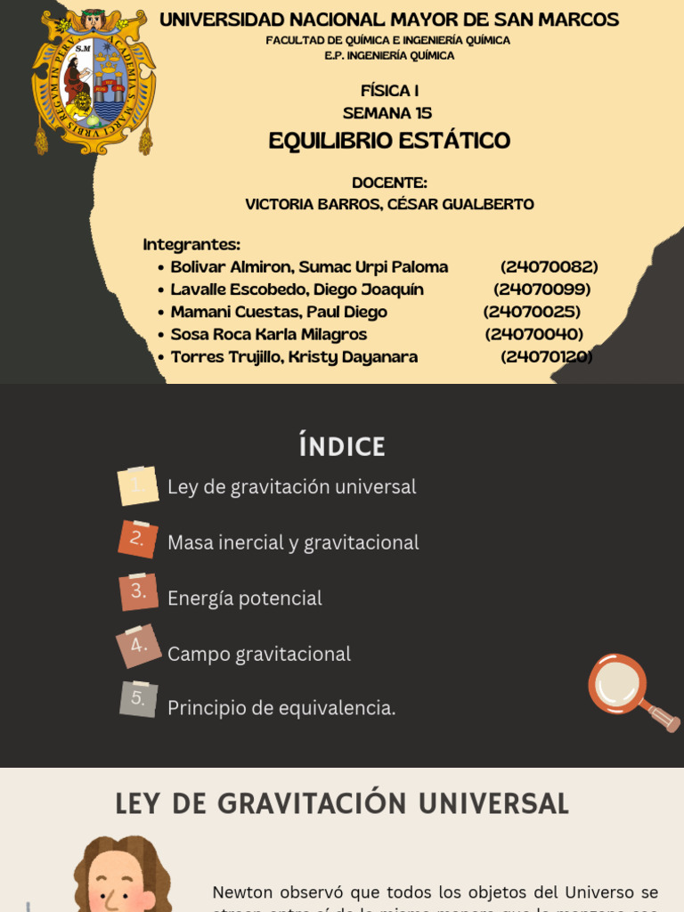 Semana 15 - Equilibrio Estático | PDF | Gravedad | Masa