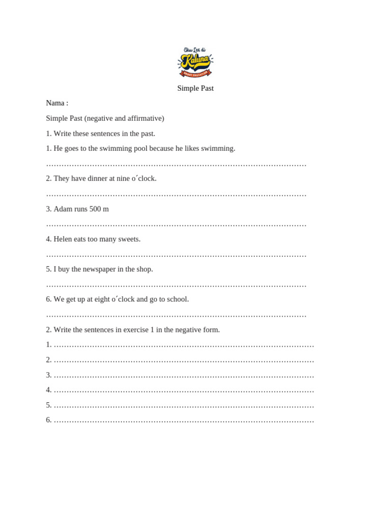 Paper Test Simple Past Tense | PDF