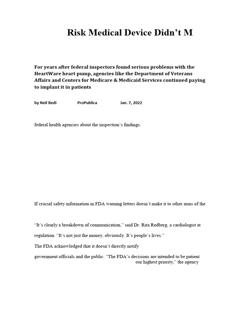 A High-Risk Medical Device Didn't Meet Federal Standards. The ...