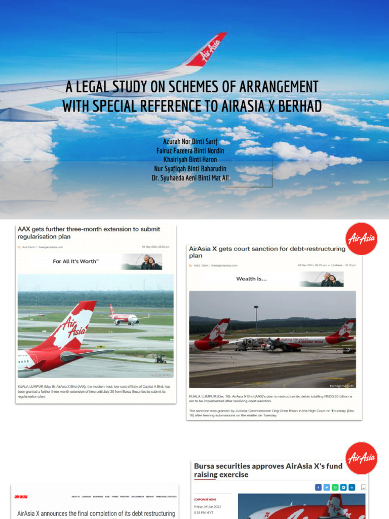 A Legal Study On Schemes of Arrangement - Airasia X Berhad | PDF | Liquidation | Debt