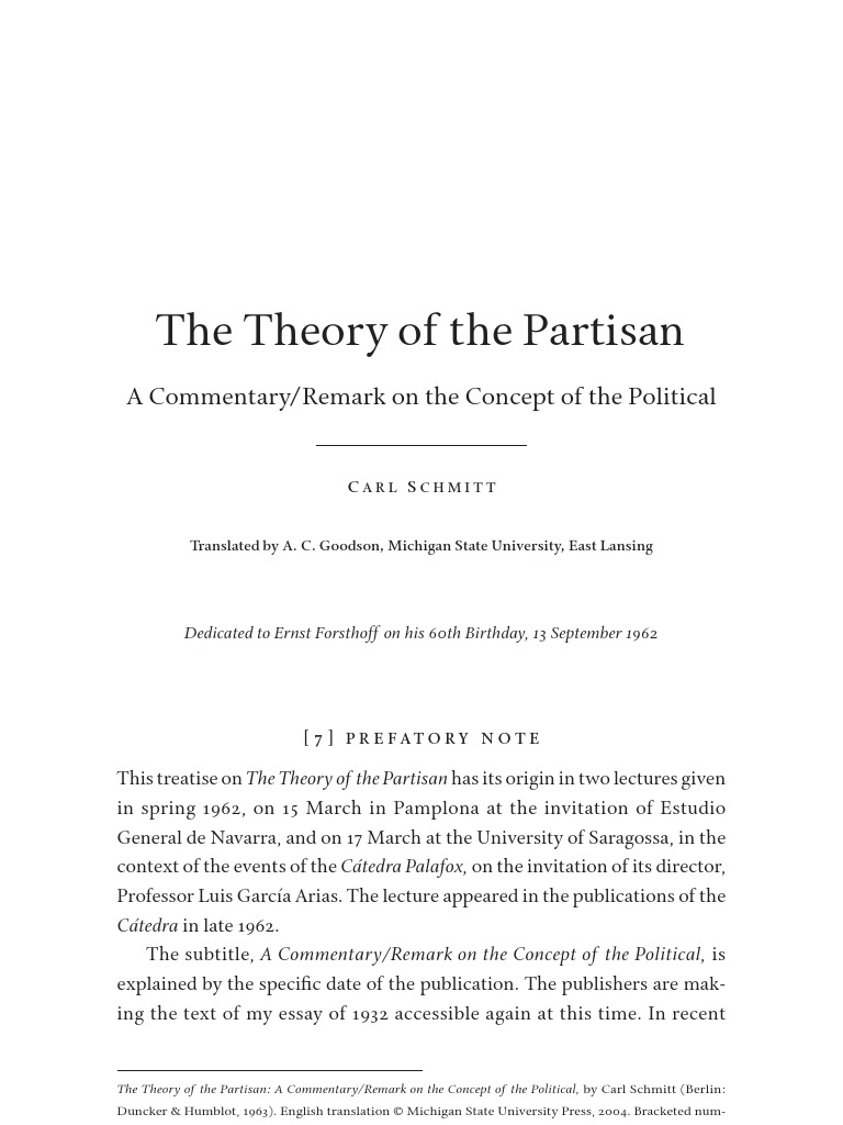 Theory of The Partisan by Dr. Carl Schmitt | PDF | Military Occupation ...