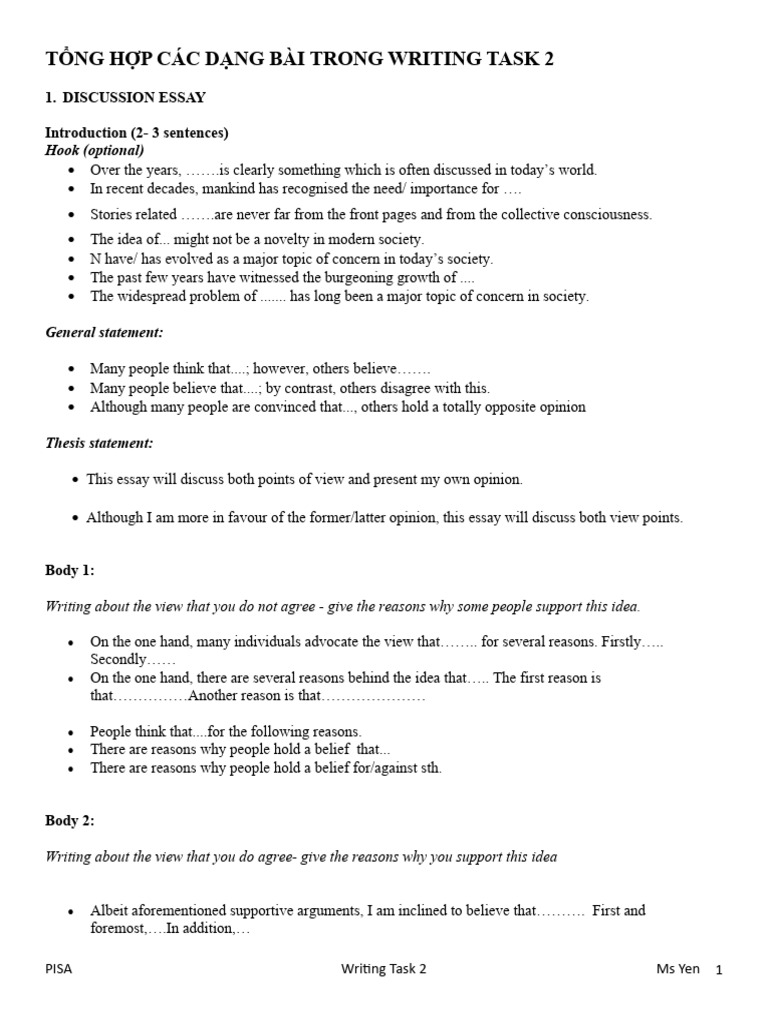 Tổng Hợp Các Dạng Bài Trong Writing Task 2 | PDF | Reason