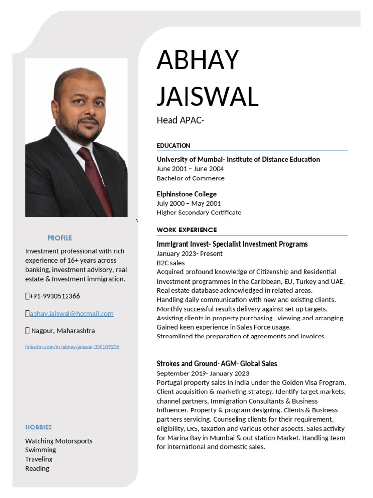 Resume Abhay Jaiswal | PDF | Banks | Business Economics