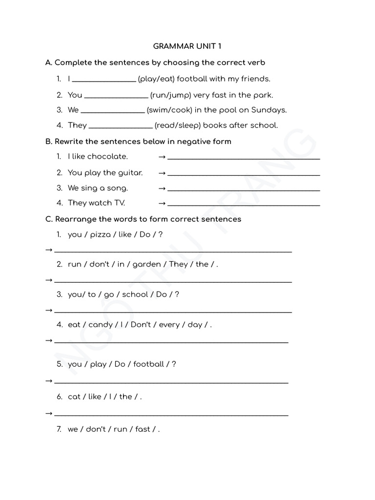 Grammar Unit 1 | PDF