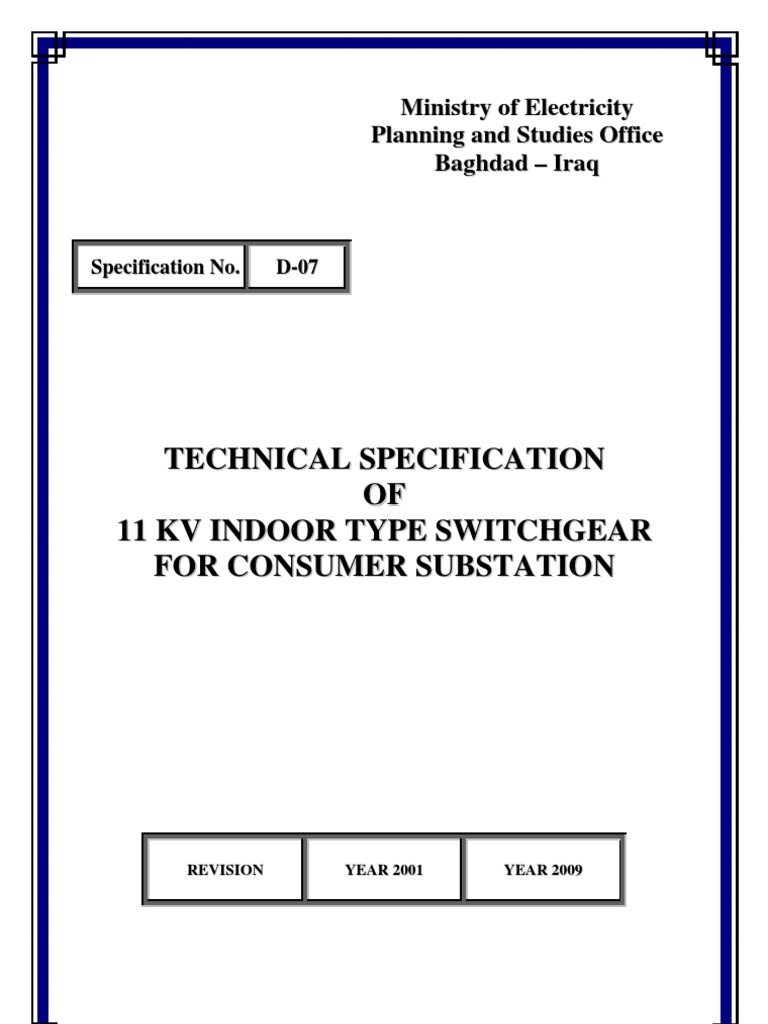 D-07 11kv Switchgear | PDF | Fuse (Electrical) | Electrical Substation