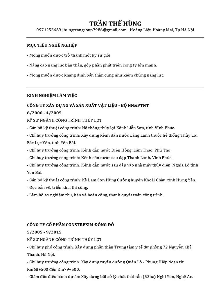 CV Tran The Hung | PDF