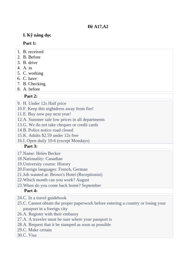 Đề A17,A2 | PDF