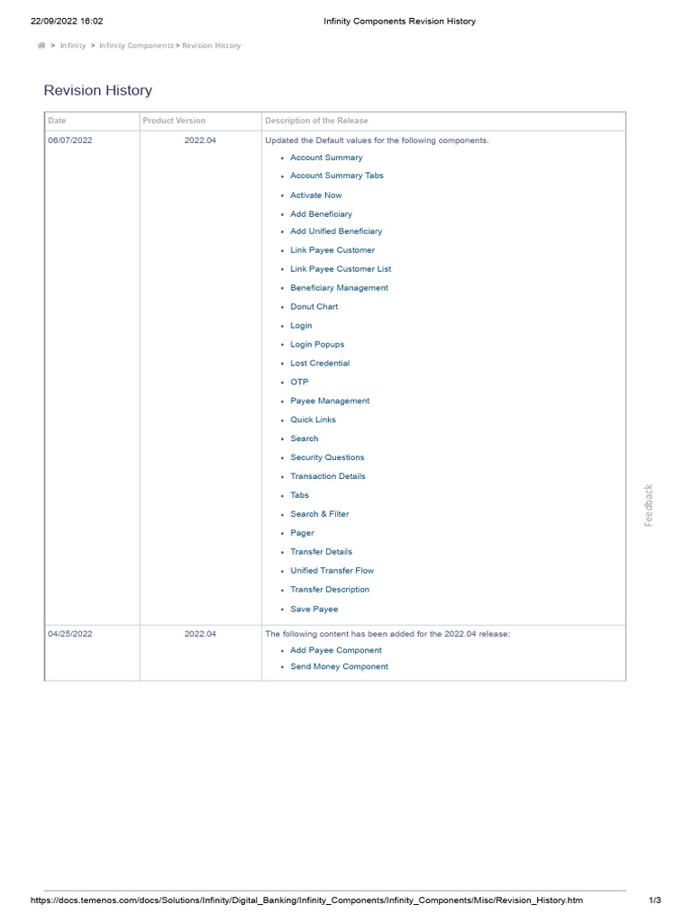 Infinity Components Revision History | PDF | Payments | Computing